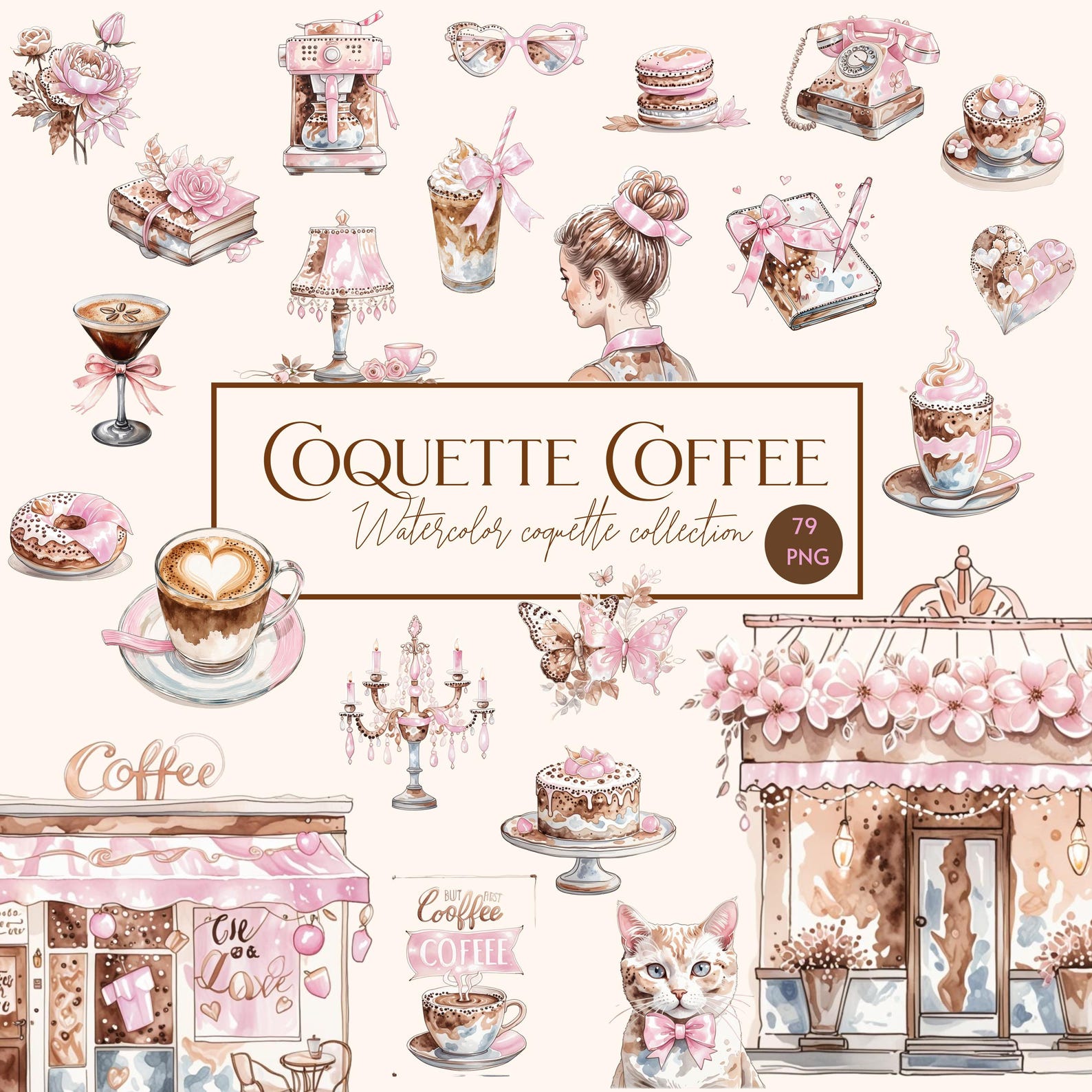 Coquette Png Cliparts, Art Coquette Coffee Clipart, Digital Stickers ...