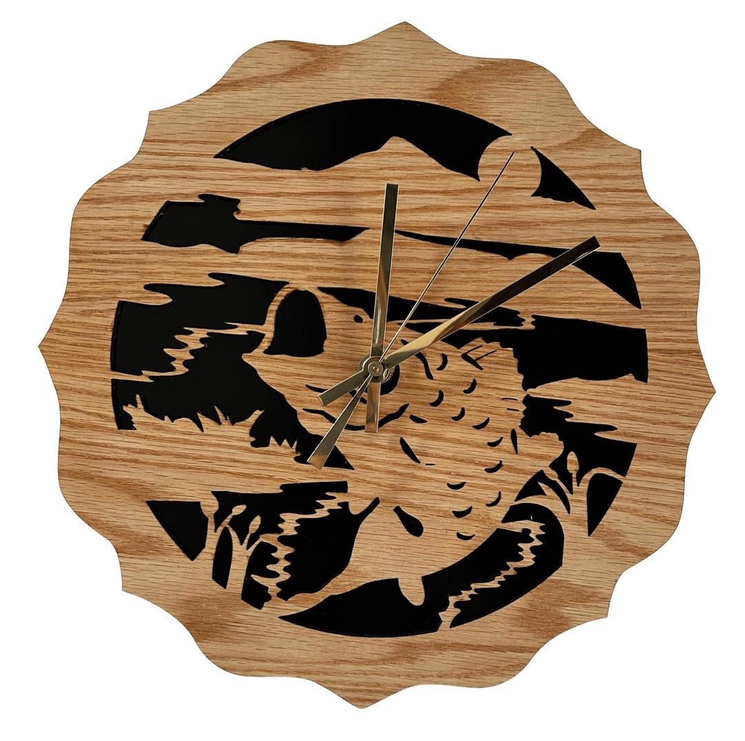 Rustic Fish Wall Clock, Wood Fishing Clock, Fisherman Gift, Fishing ...