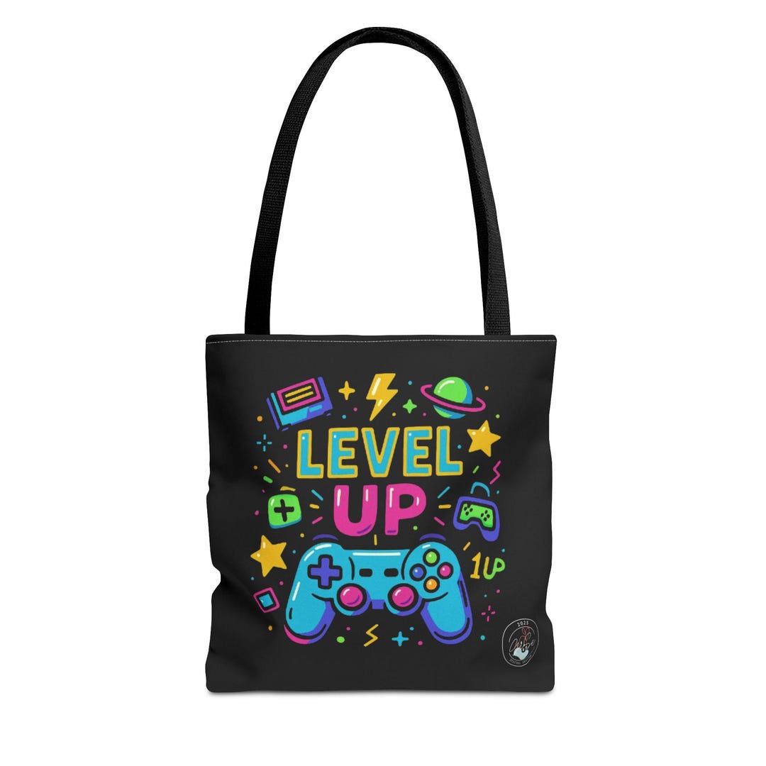 Level up Gamer Tote Bag, Retro Game Controller Bag, Video Game Lover ...