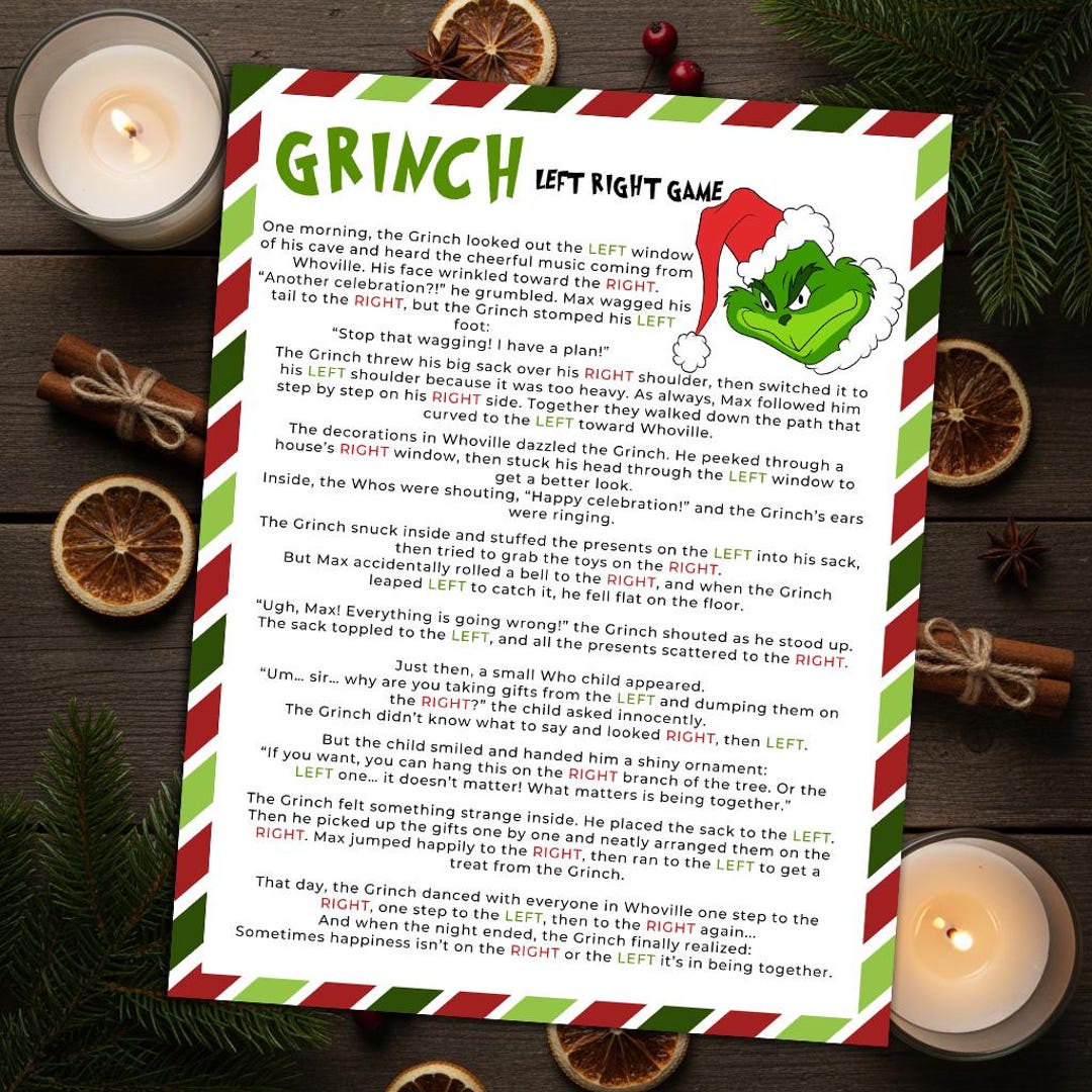 Grinch Left Right Christmas Game | Printable Holiday Party - Etsy