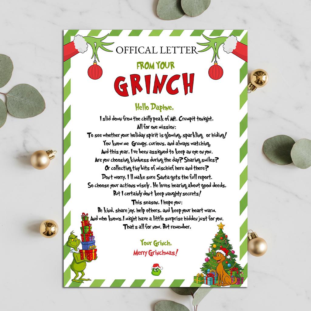EDITABLE Official Grinch Letter, Grinch Letter, Letter From the Grinch ...