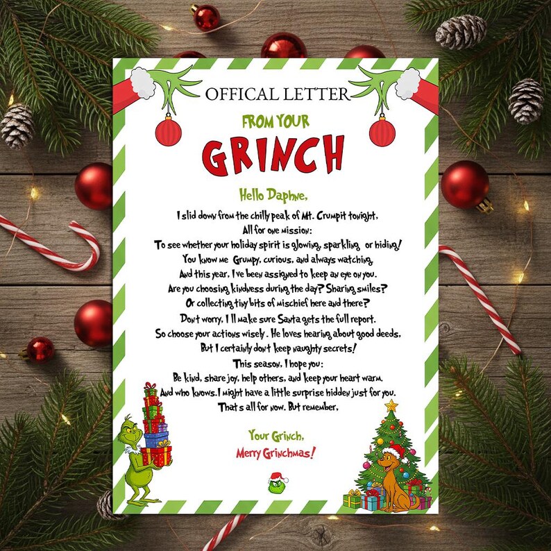 EDITABLE Official Grinch Letter, Grinch Letter, Letter From the Grinch ...