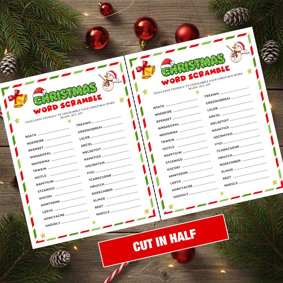 Christmas Word Scramble, Family Game, Printable Christmas Game ...