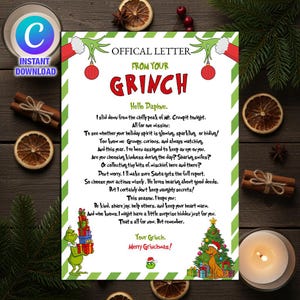 EDITABLE Official Grinch Letter, Grinch Letter, Letter From the Grinch ...