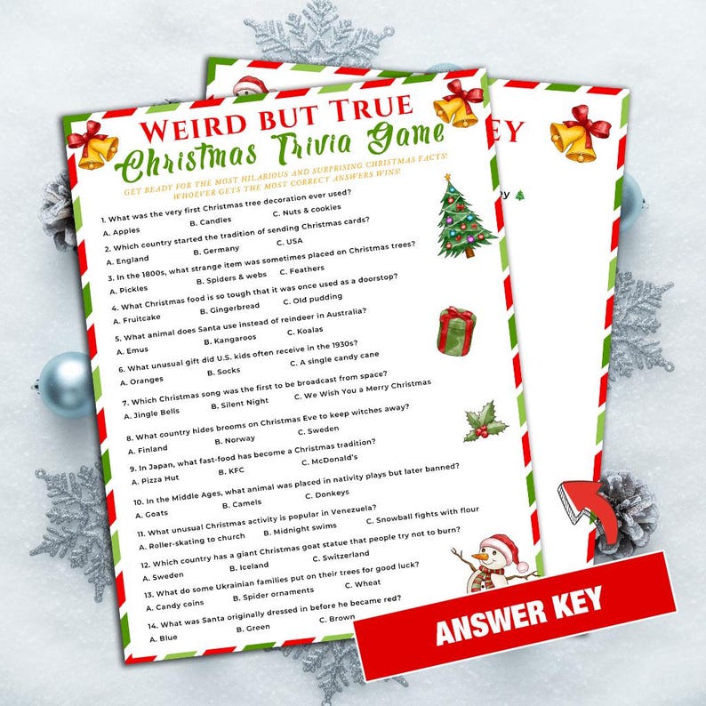 Fun Facts Christmas Trivia Game Friendsmas Game Kids Winter Class Party ...