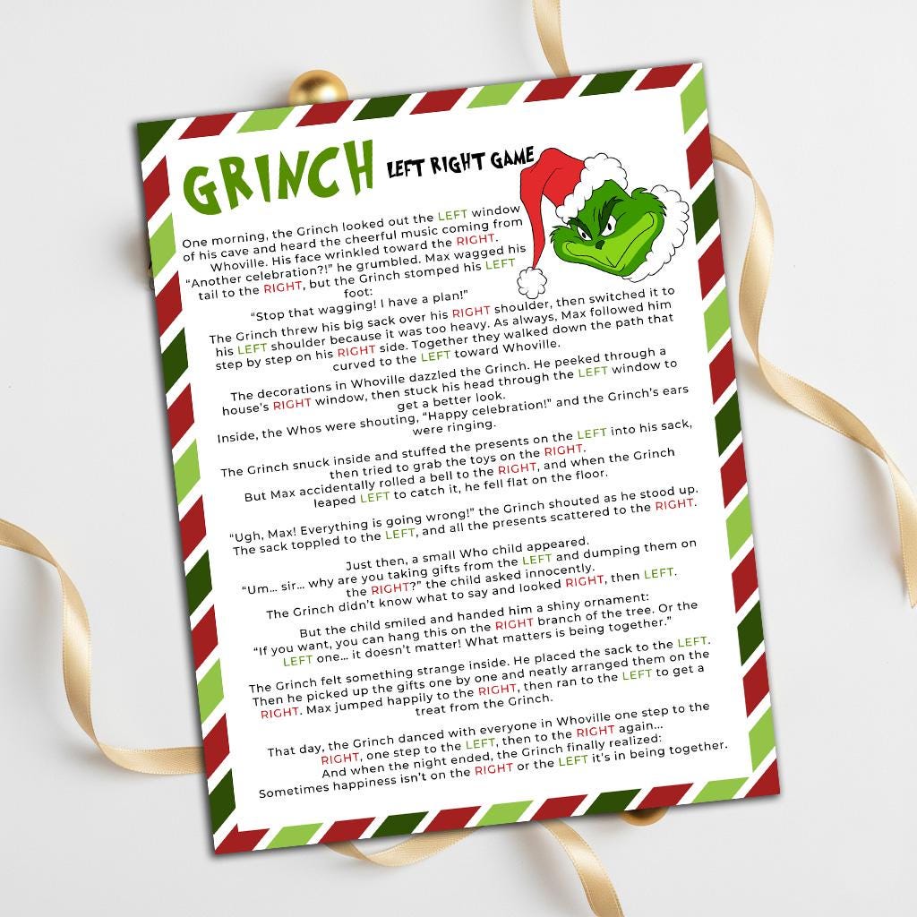 Grinch Left Right Christmas Game | Printable Holiday Party - Etsy