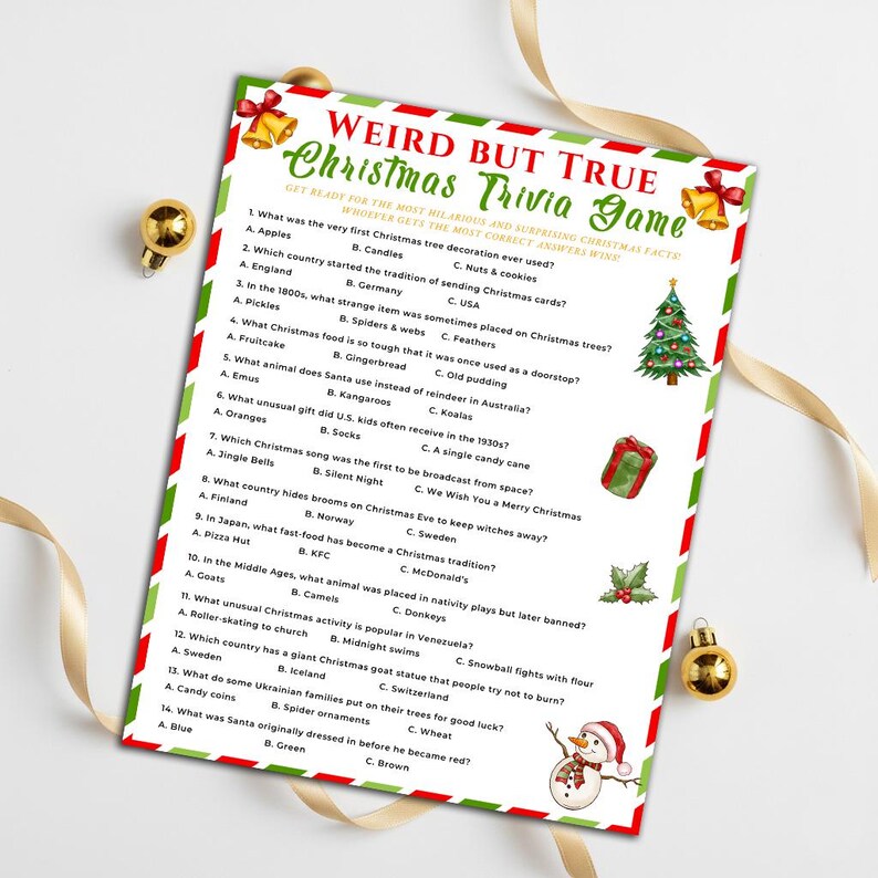 Fun Facts Christmas Trivia Game Friendsmas Game Kids Winter Class Party ...