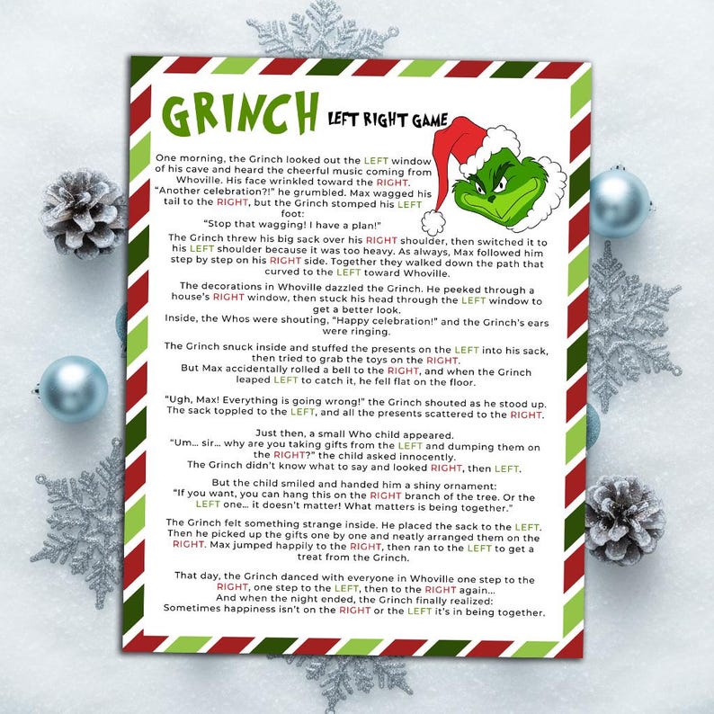 Grinch Left Right Christmas Game | Printable Holiday Party - Etsy