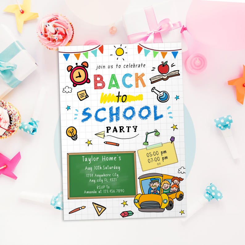 Back to School Bash Flyer: Editable Canva Party Invitation (5x7 Digital ...