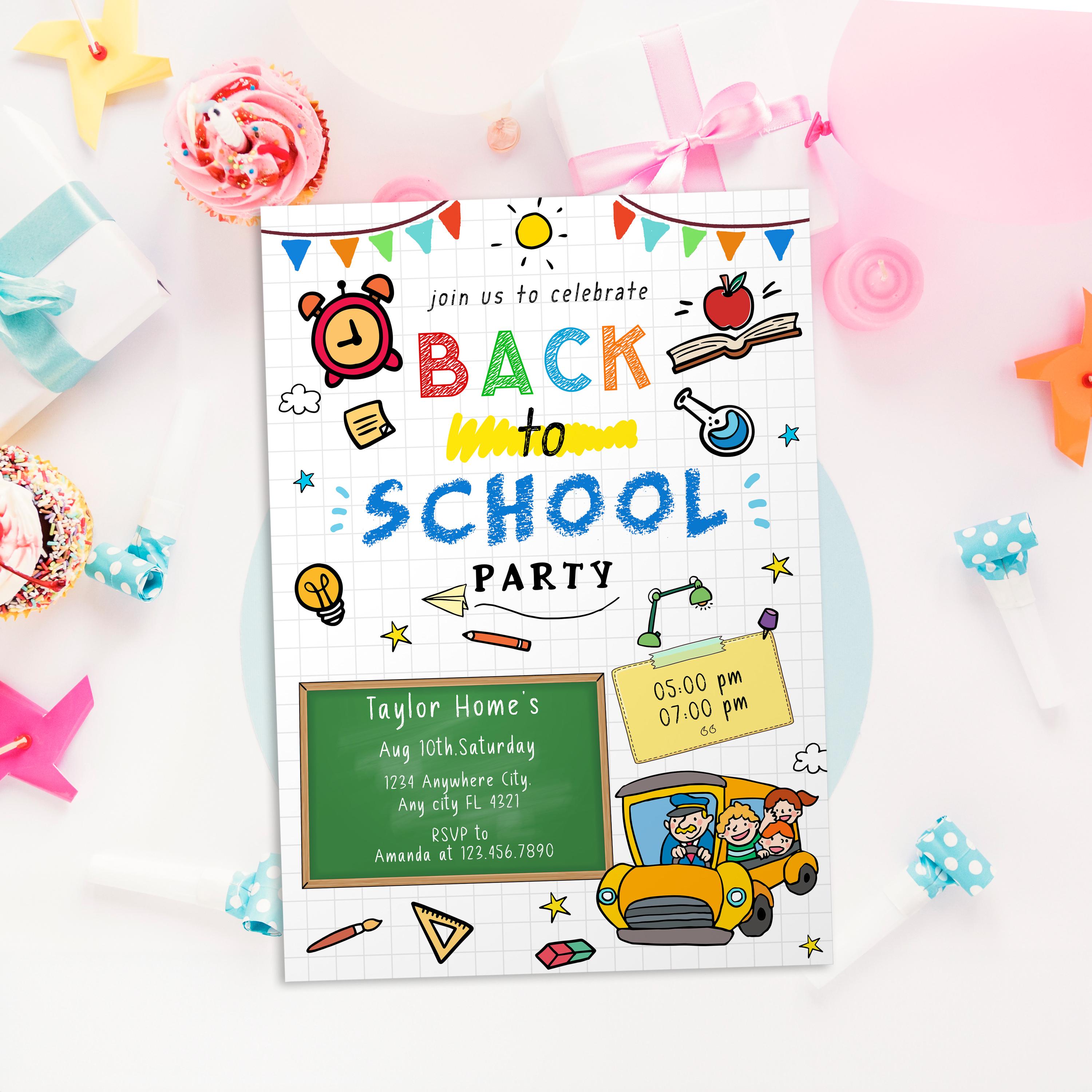 Back to School Bash Flyer: Editable Canva Party Invitation (5x7 Digital ...