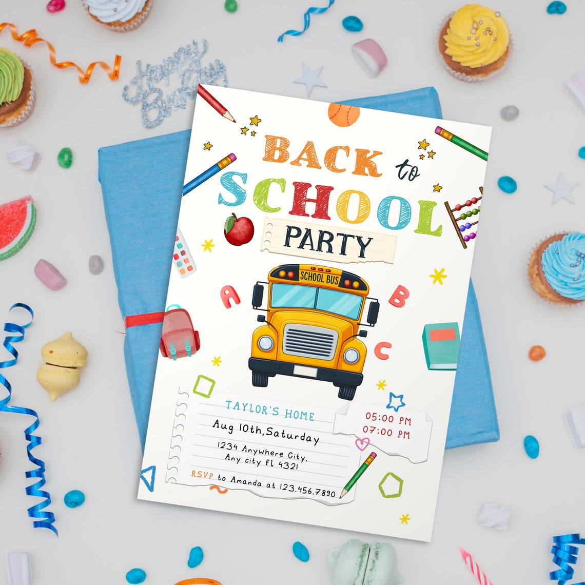 Back to School Bash Flyer: Editable Canva Party Invitation (5x7 Digital ...