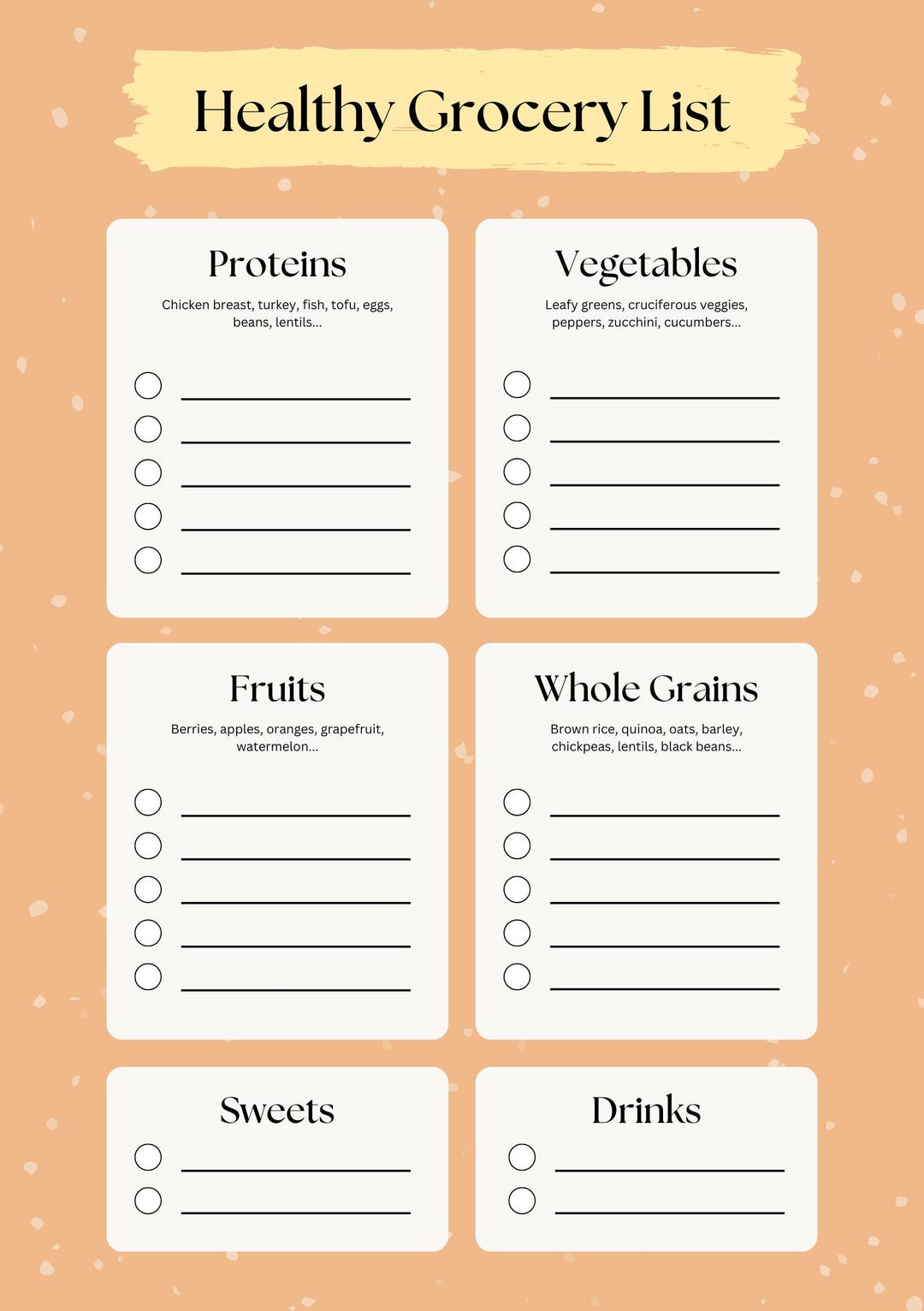 Healthy Grocery List Template, Fresh Organic Shopping Guide, Sugar Free ...