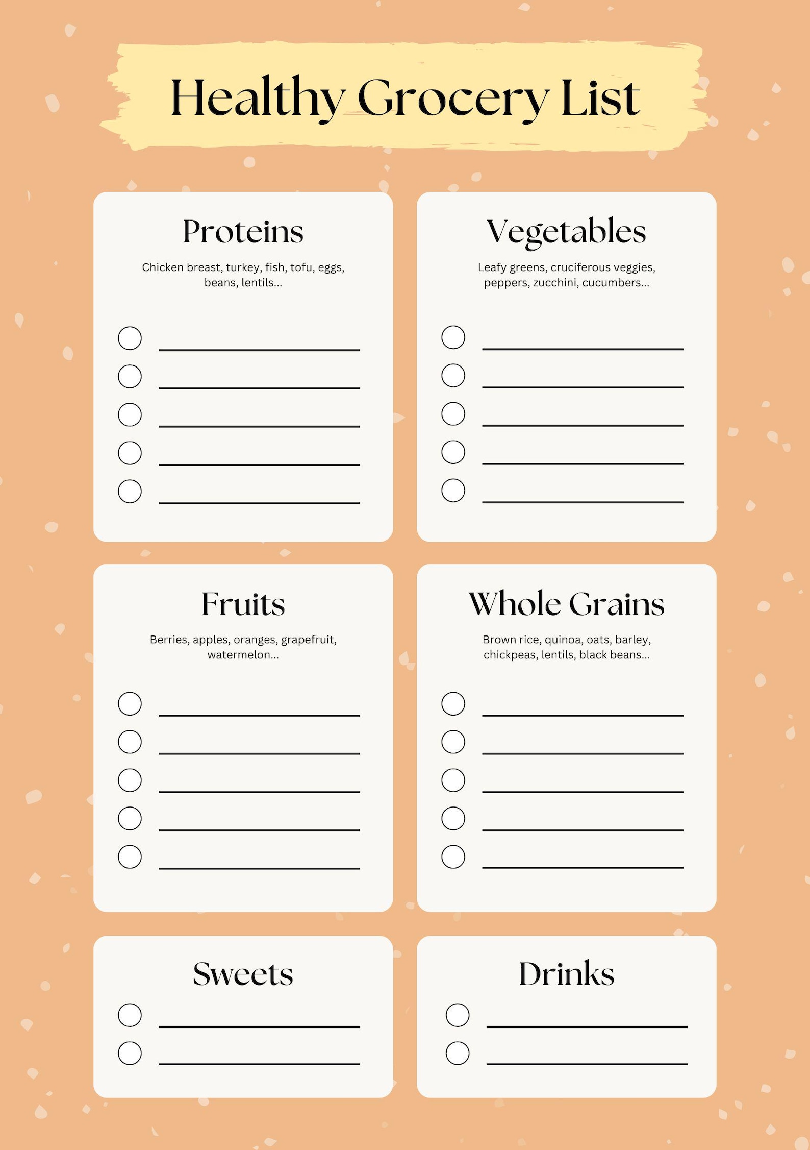 Healthy Grocery List Template, Fresh Organic Shopping Guide, Sugar Free ...