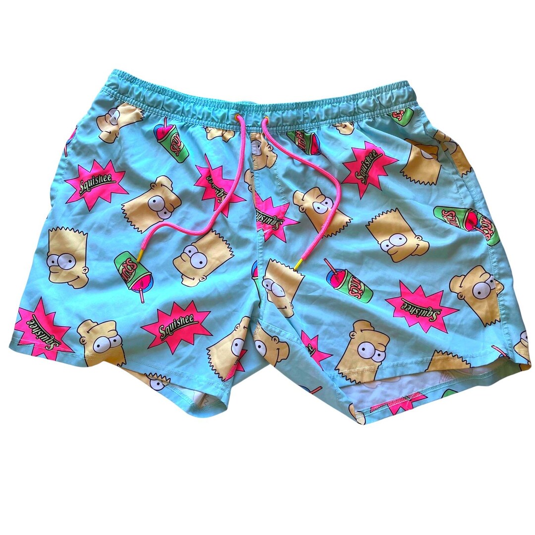 Vintage the Simpsons Swim Trunks Bart Simpson Blue Beach Summer Travel ...