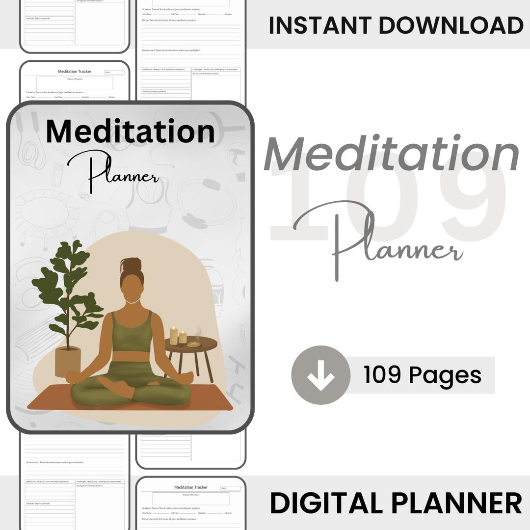 Customizable Digital Meditation Planner, Mindfulness Tracker, Stress ...
