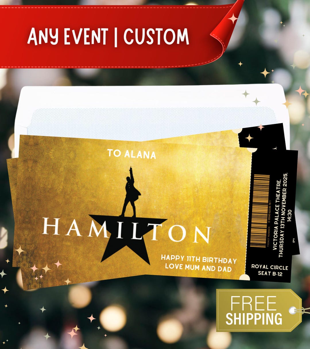 Hamilton Musical Gift Ticket | Personalised Theatre Surprise | Gifting ...