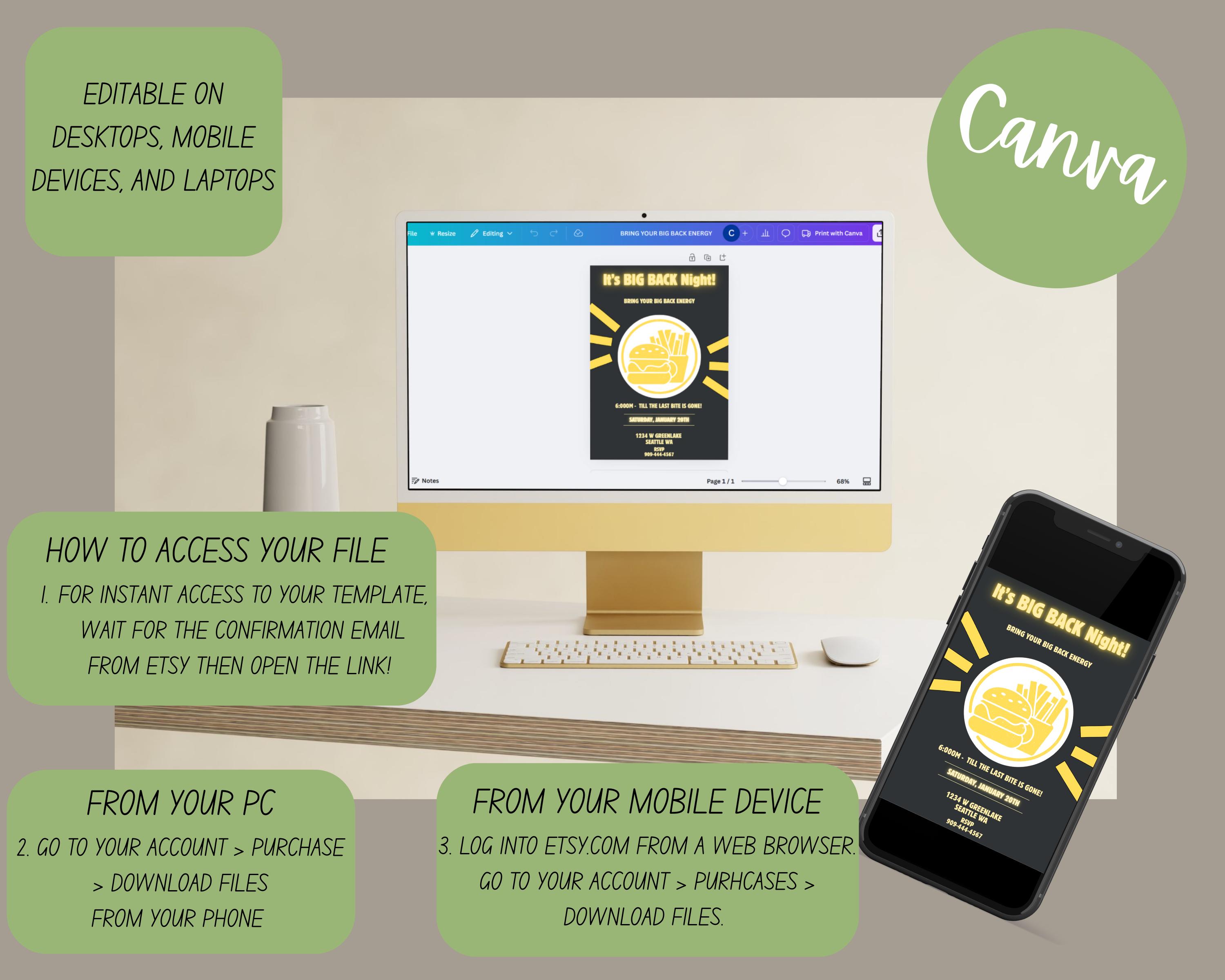 Editable Back Big Energy Invitation | Big Back Invite | It's Big Back ...