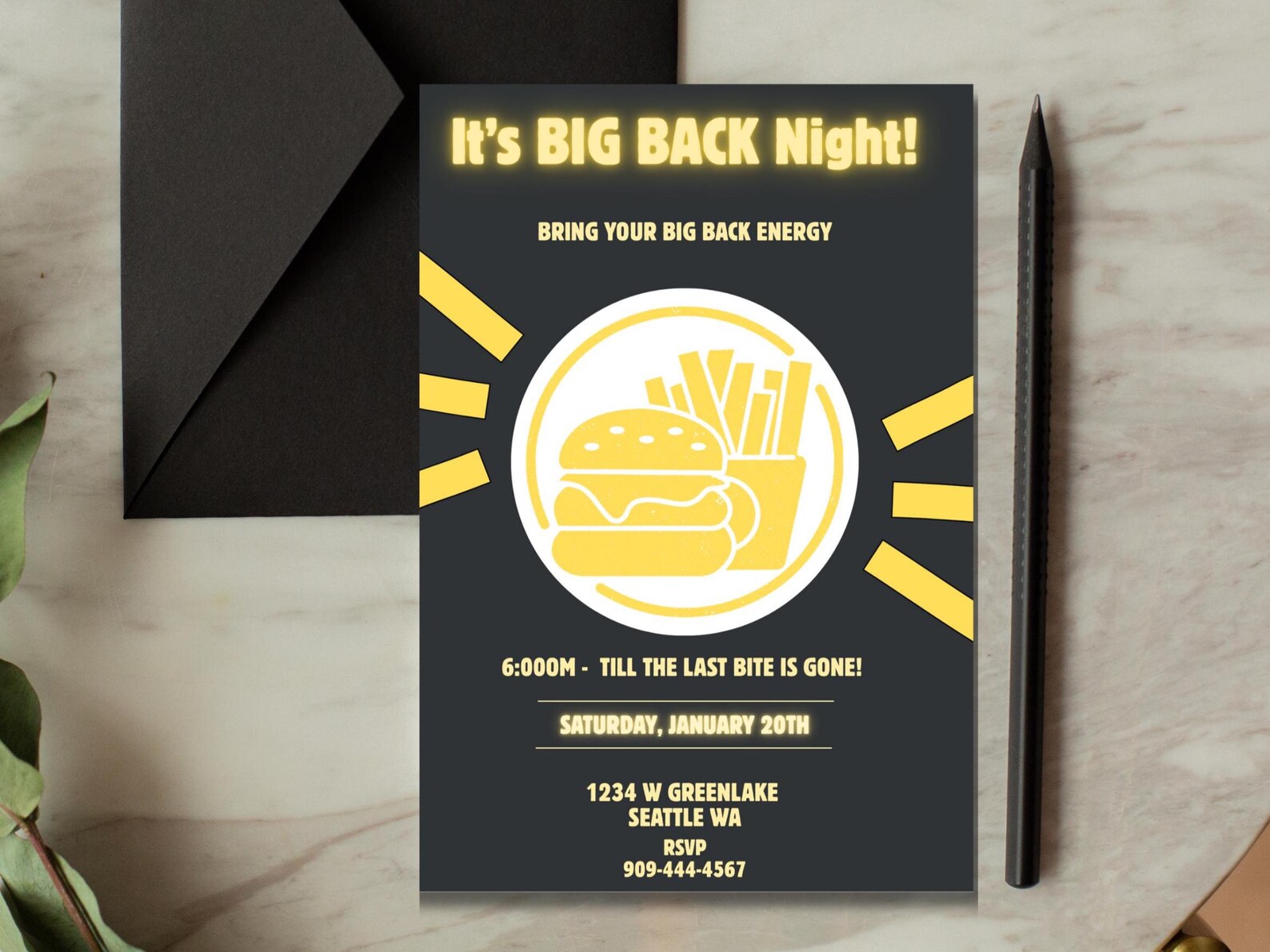 Editable Back Big Energy Invitation | Big Back Invite | It's Big Back ...