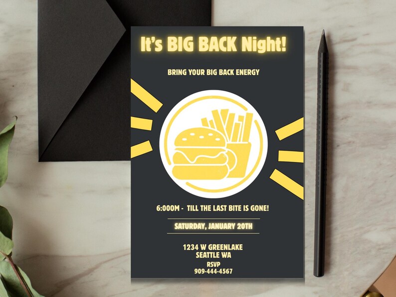 Editable Back Big Energy Invitation | Big Back Invite | It's Big Back ...