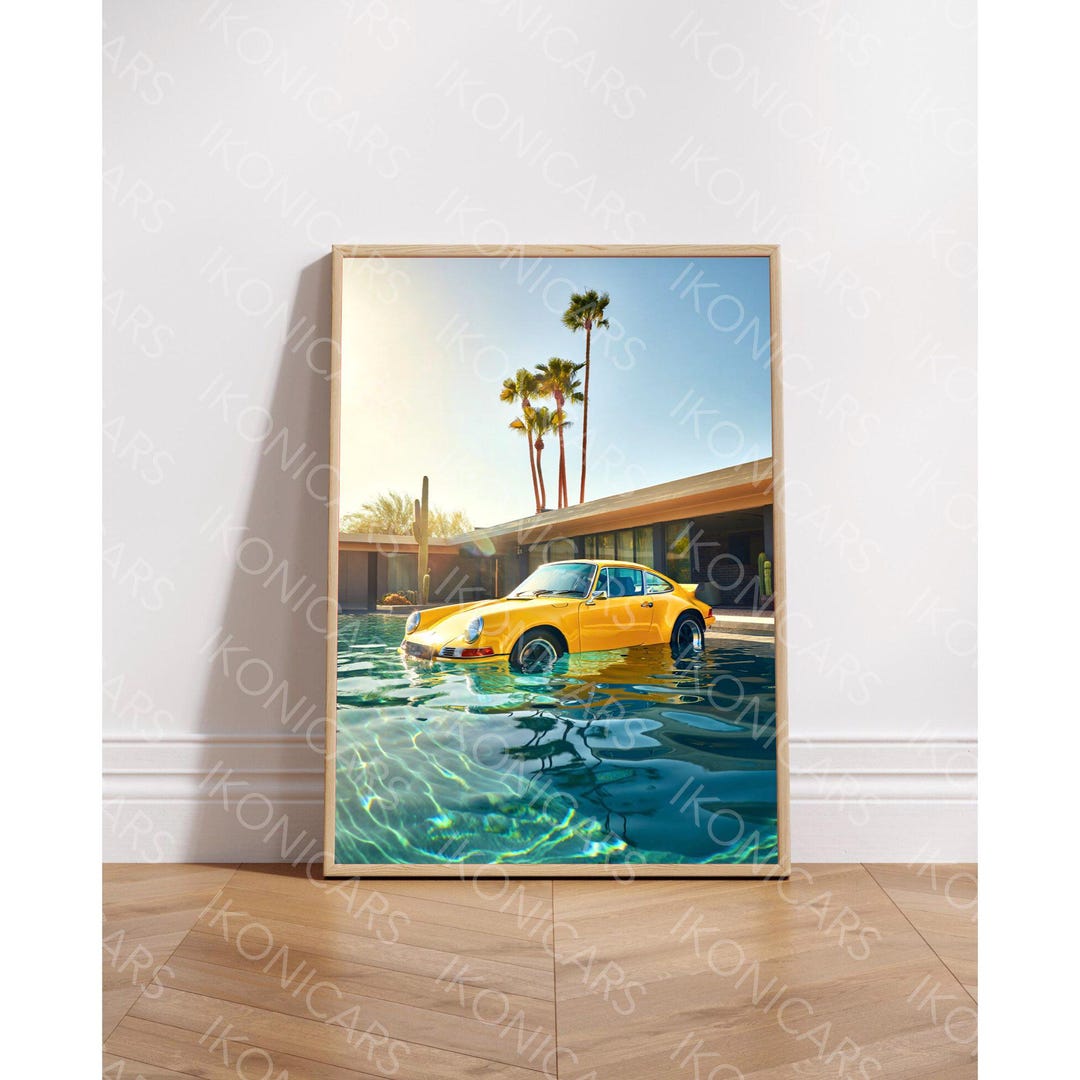 Porsche 911 in the Swimming Pool Poster, Printable Poster, Car Interior ...