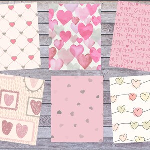Hearts A Flutter Valentine Digital Paper Pack | Pink Heart Backgrounds ...