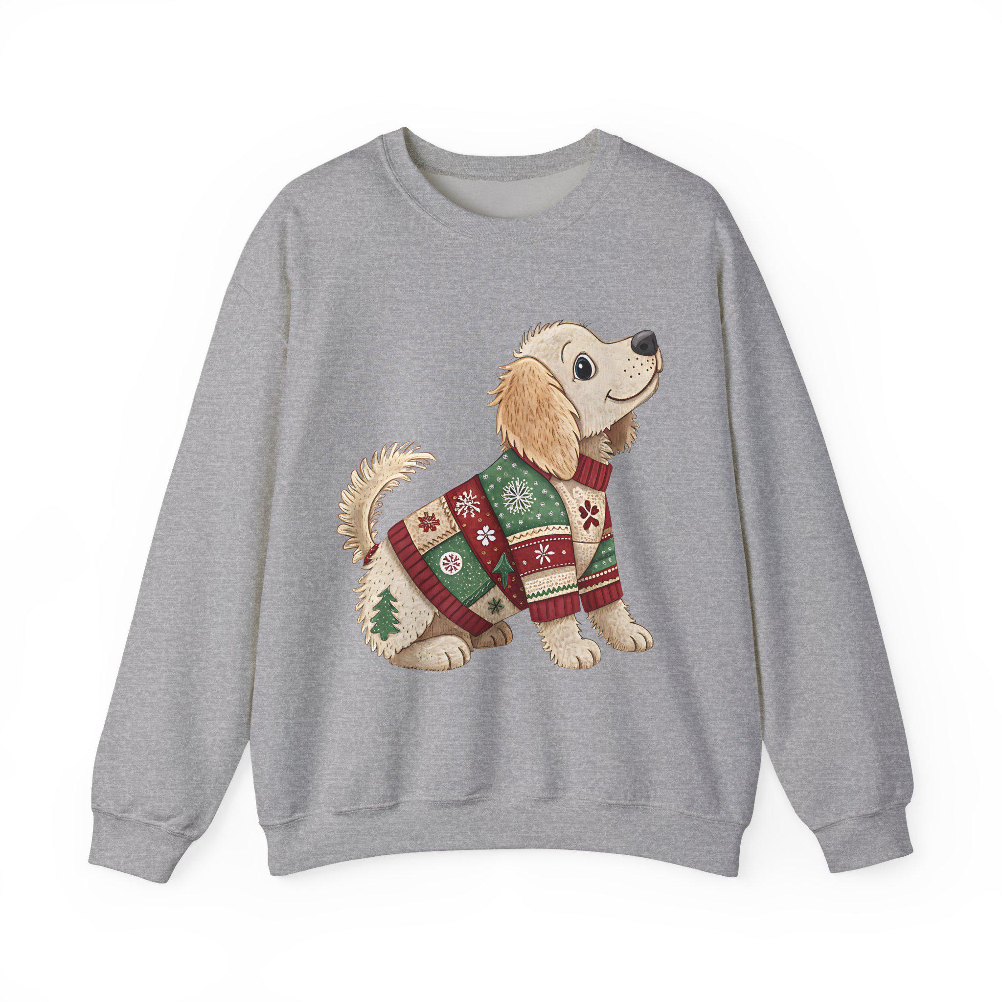 Patchwork Cozy Dog-themed Crewneck Sweatshirt - Cute Holiday Gift for ...