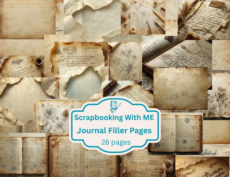 Junk Journal Filler Pages, Ledgers, Invoices, Coffee Dyed Paper ...