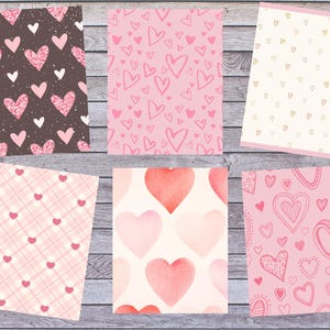 Hearts A Flutter Valentine Digital Paper Pack | Pink Heart Backgrounds ...