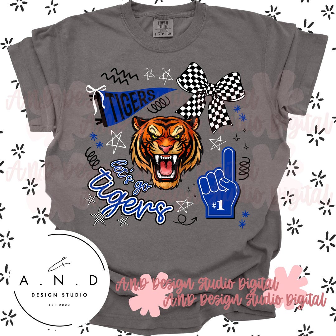 Tigers Doodle PNG - Blue - Etsy