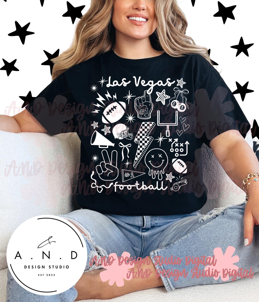 Las Vegas Football Doodle PNG - Etsy