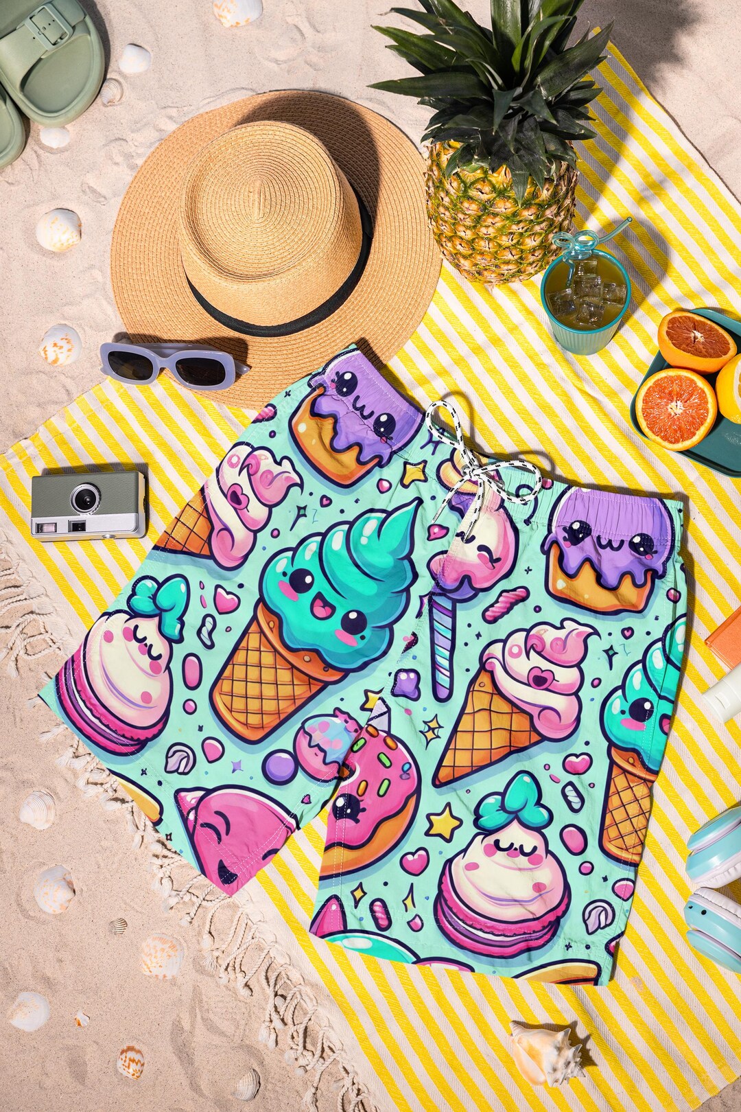 Cute Swim Trunks for Summer Fun, Pool Party Swimwear, Beachwear, Ice ...