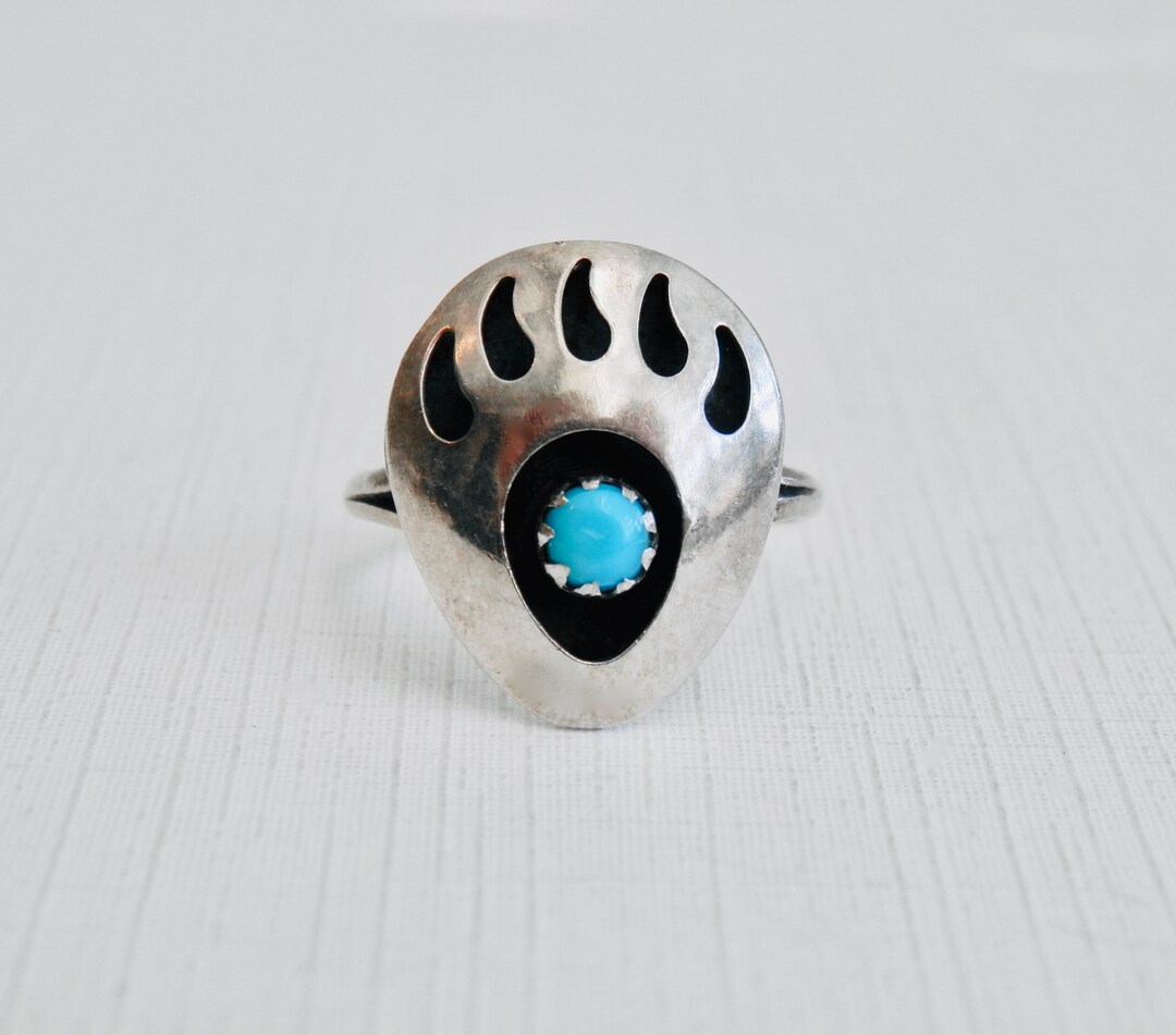 Native American Bear Claw Ring, Vintage Turquoise Ring, Vintage Navajo ...
