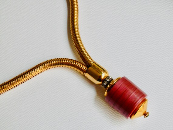 Mid Century German Plastics, Goldtone Snake Chain, St… - Gem