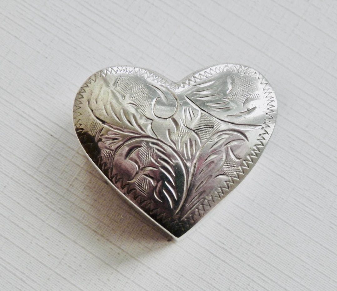 Sterling Heart Box, Heart Shaped Box, Trinket Box, Silver Pill Box ...