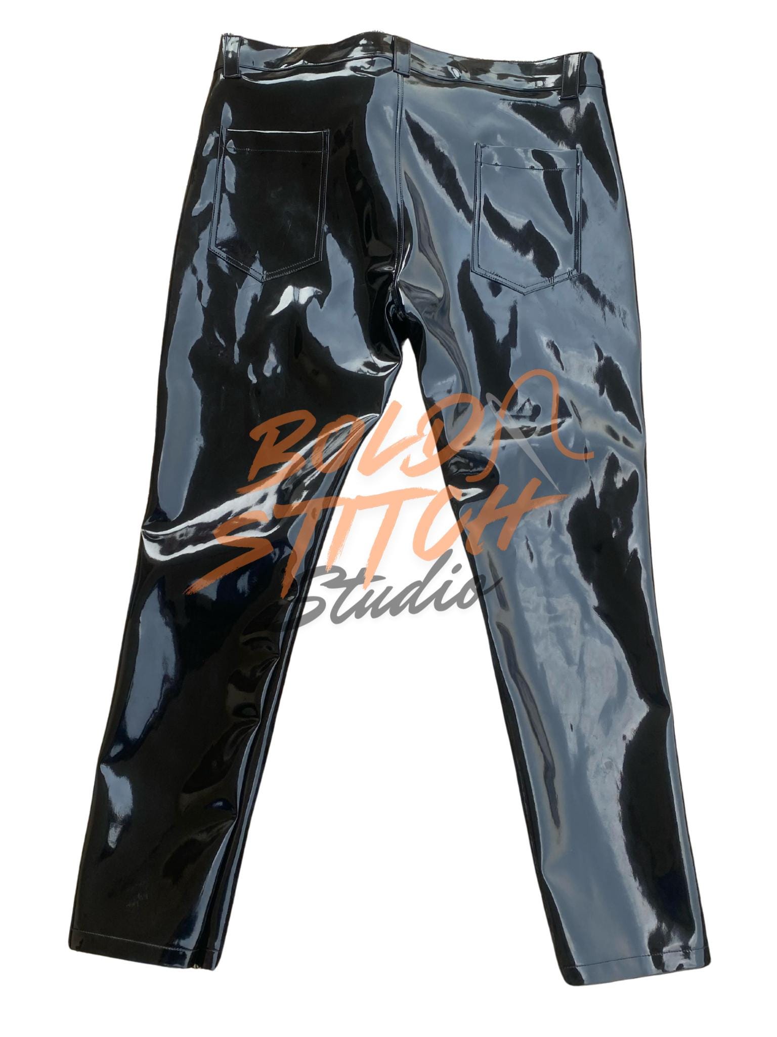 Unisex Black Vinyl Pants – Slim Fit High-shine PVC Trousers for ...