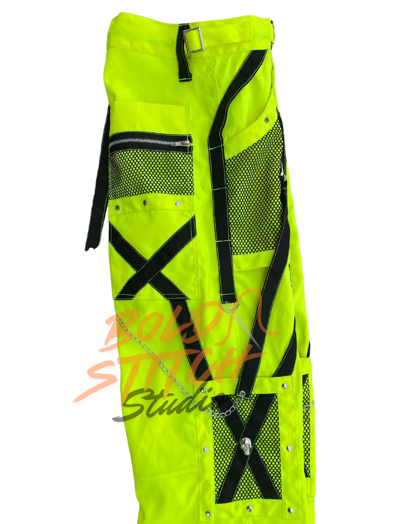Neon Yellow Techwear Cargo Pants: Cyber Gothic Rave Festival Pants - Etsy