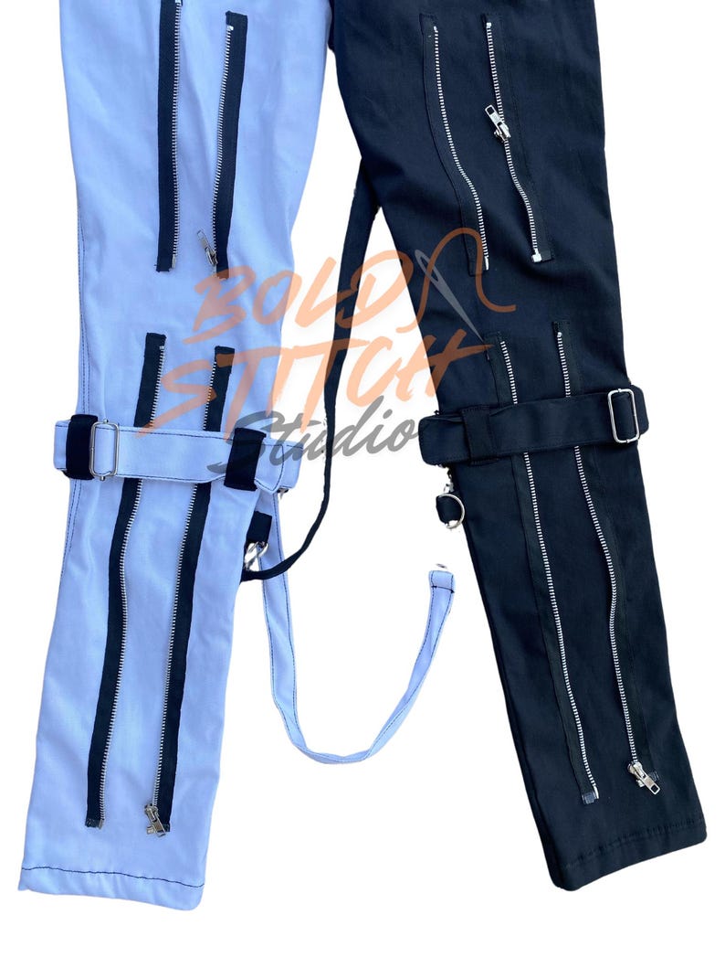 Cyberpunk Techwear Pants: Two-tone Black & White Cotton, Straps ...