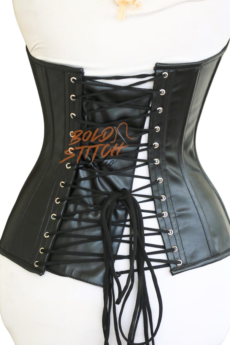 Black Faux Leather Corset Top – Zipper Front Steampunk Vest With Collar ...