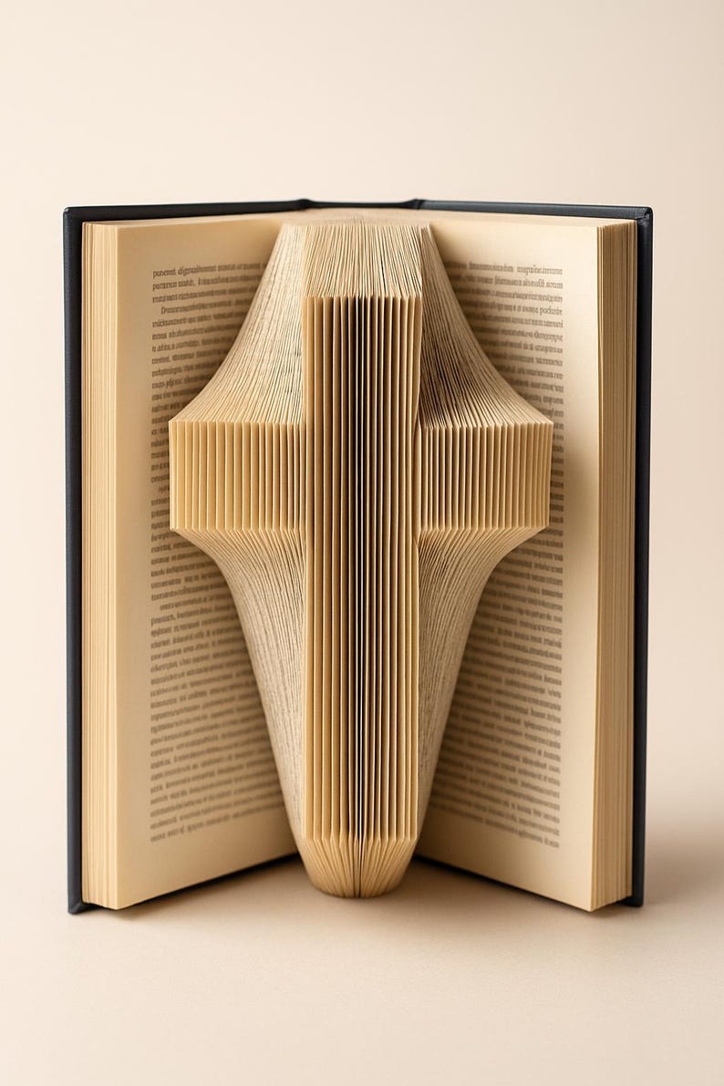 Cross Book Folding Pattern | Folded Book Art Tutorial | Christian Gift ...