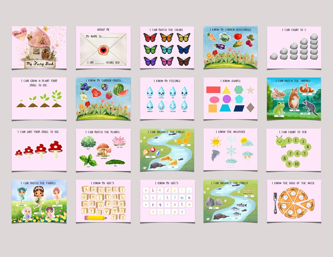 Fairy Busy Book Printable Toddler Preschool Learning Binder Homeschool ...