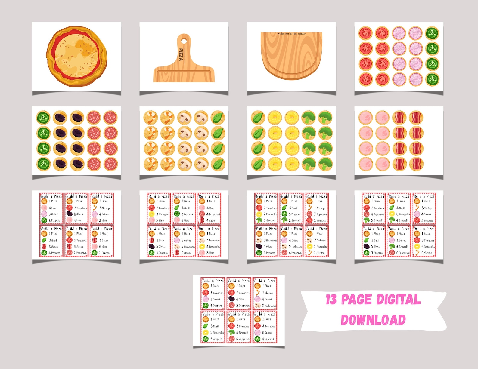 Build A Pizza Printable Quiet Book Preschool Printable Busy Book ...