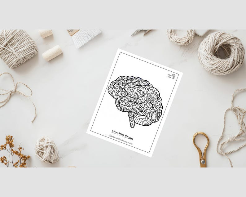 Mindful Brain Adult Coloring Page – Printable Stylized Neuroanatomy Art ...