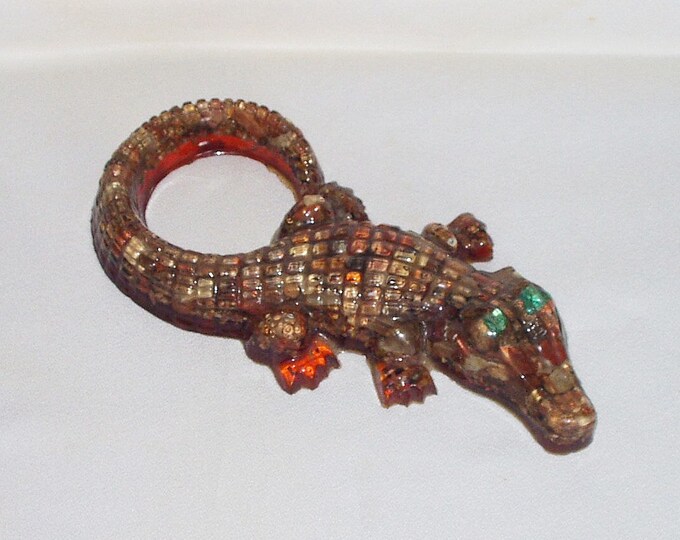 Vintage Alligator Paperweight Acrylic Resin Brown Rust Amber Unique ...