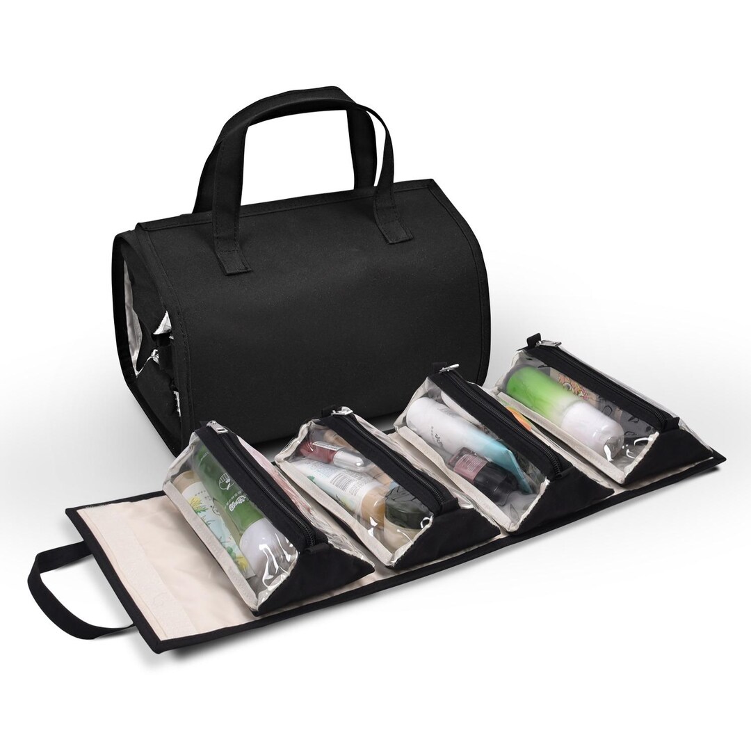 Hanging Roll-up Makeup Bag/toiletry Kit/travel Organizer - 4 Removable ...