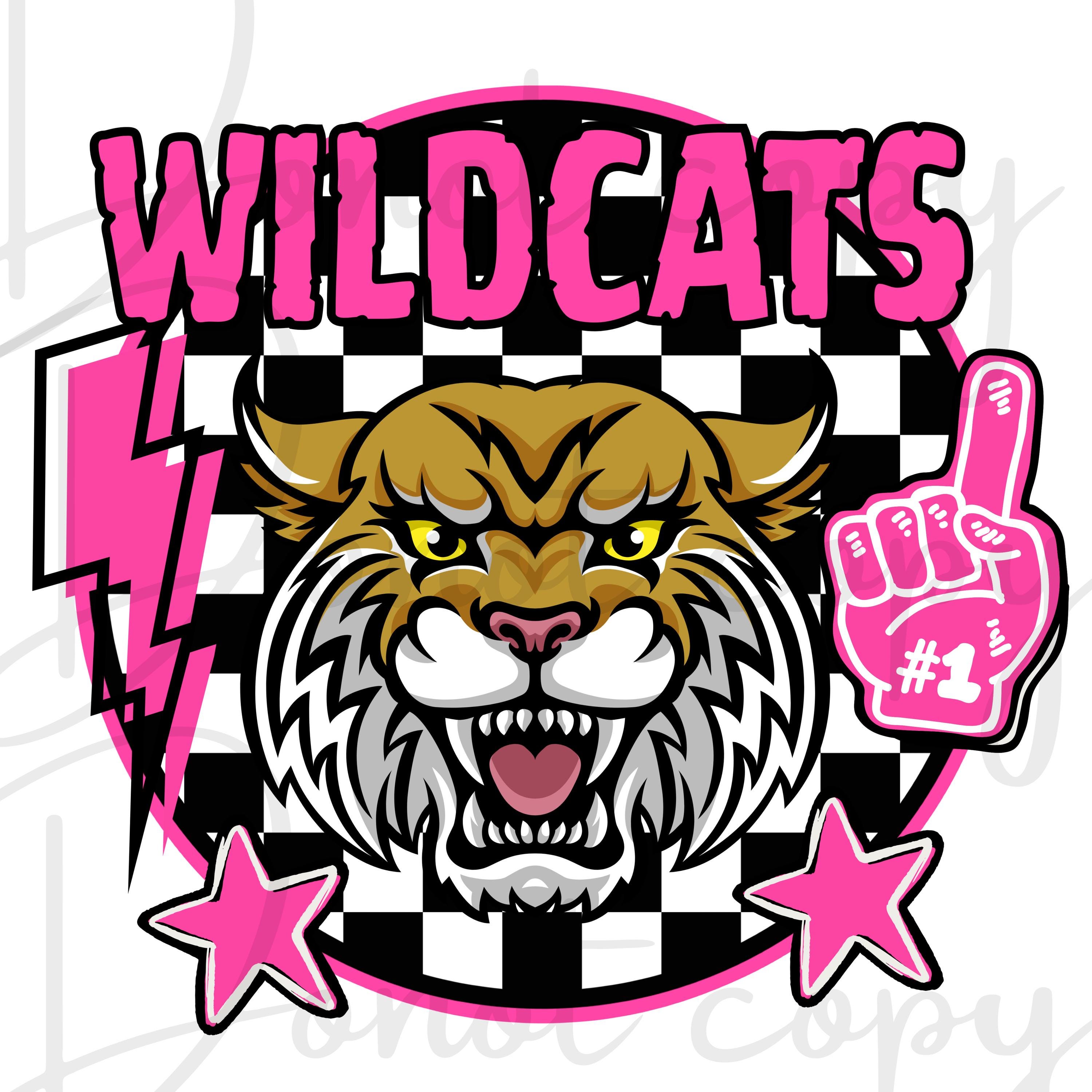 Wildcat Checkered Pink Mascot Design - Etsy