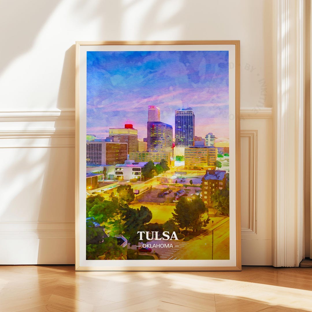 Tulsa Watercolor Painting - Tulsa Poster, Oklahoma Wall Art, Travels ...