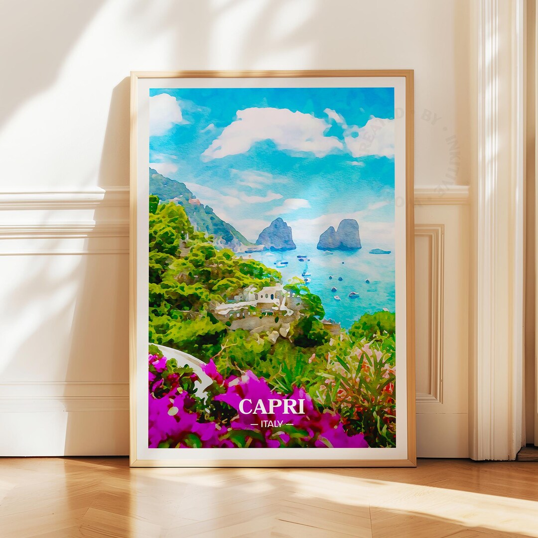 Capri Watercolor Painting - Capri Poster, Italy Wall Art, Travels ...