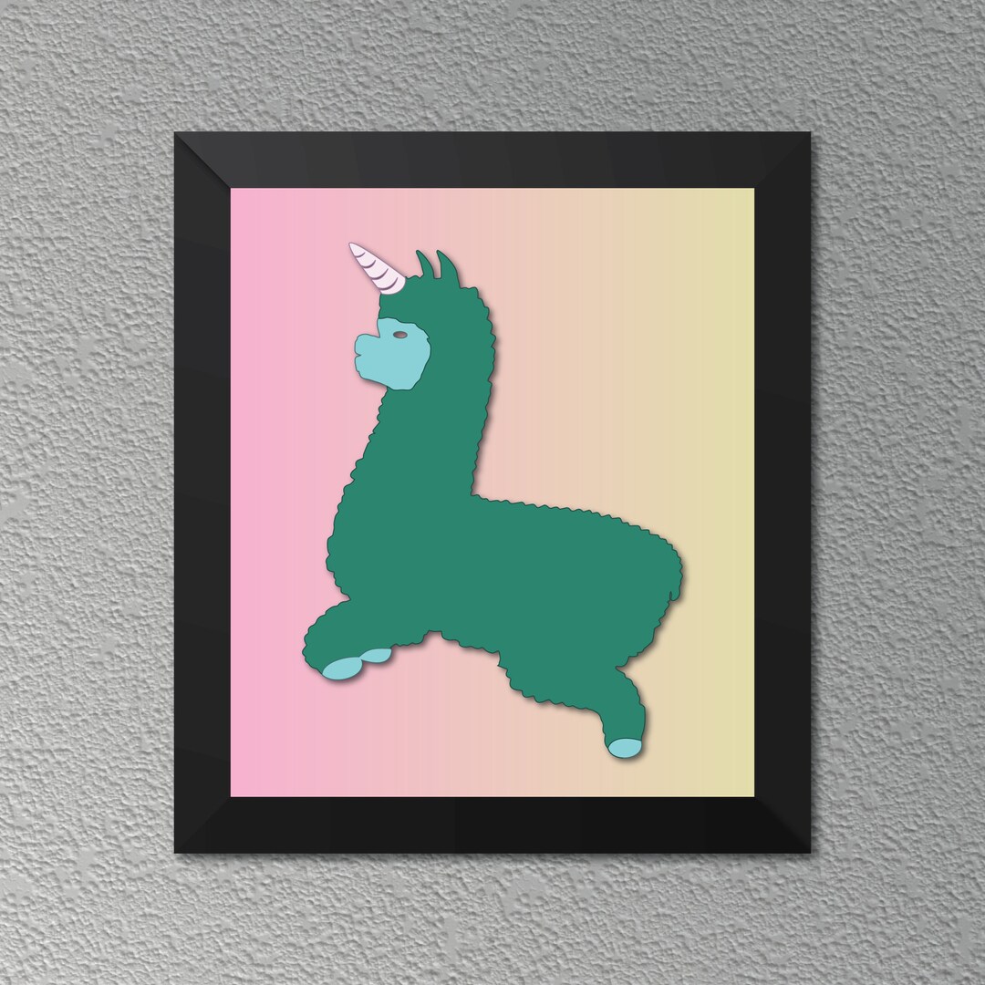 Alpaca Unicorn Digital Vectorsjumping Alpacamagical Unicorncute Llama ...