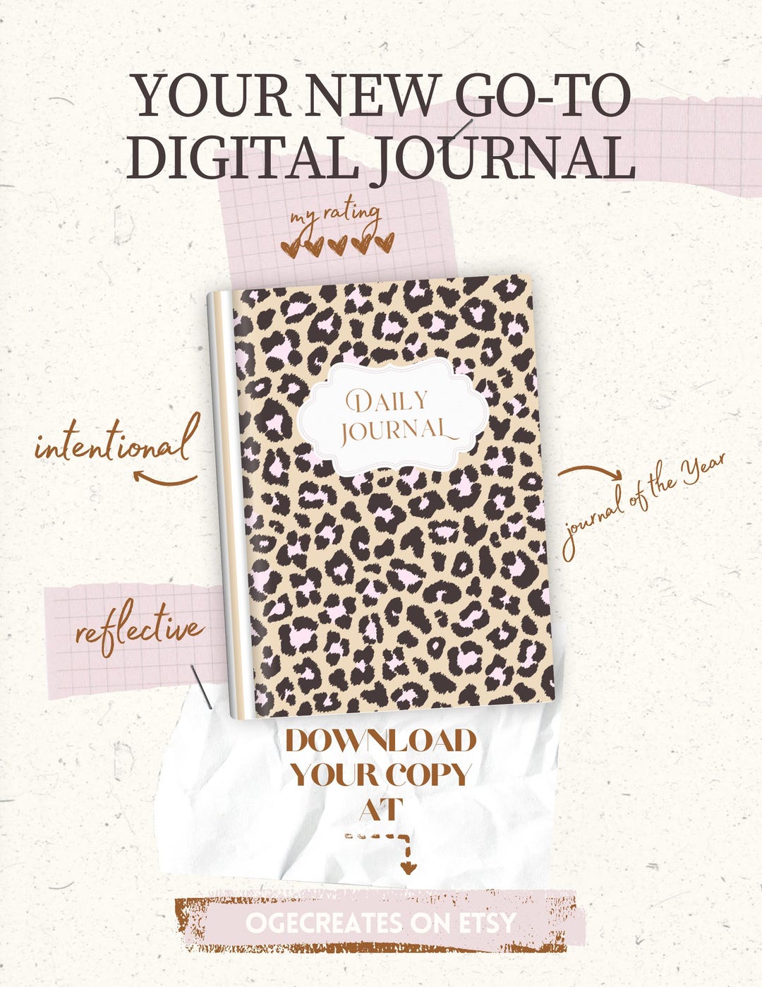 Leopard Print Digital Journal: Goodnotes Planner, Vision Board (PDF ...