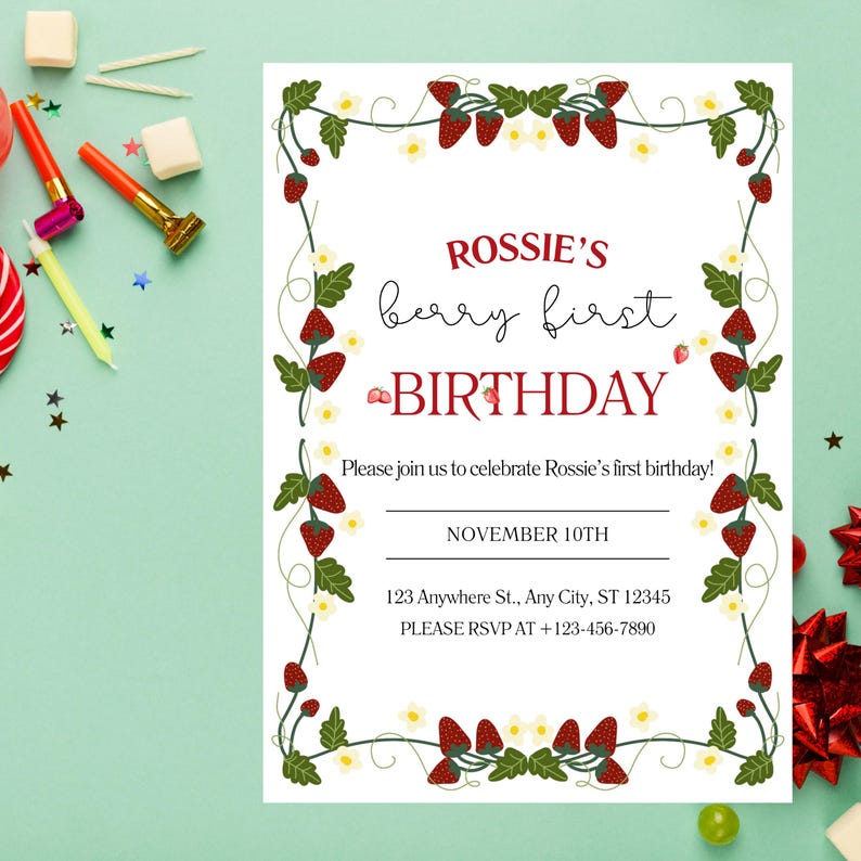 Hand-drawn Strawberry Frame Borders for 5x7 Cards - Printable Summer ...